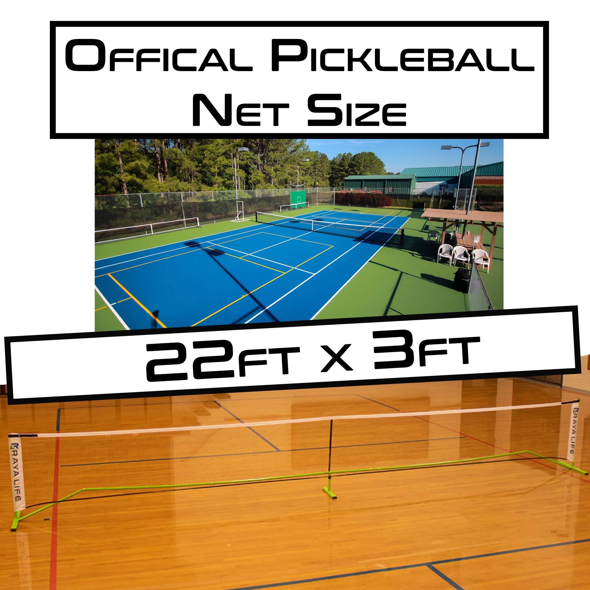 RayaLife Portable Pickleball Net & Badminton Net 2 in 1-22ft Width Standard Pickleball Net Size- Indoor & Outdoor Multi-Sport Pickleball Net β Weatherproof, Durable, Easy Assembly