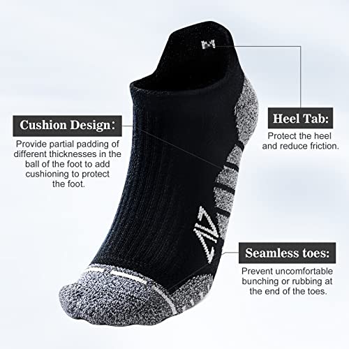 SIXDAYSIX Womens Ankle Socks 6 Pairs Black Low Cut Athletic Running Sock 10-13