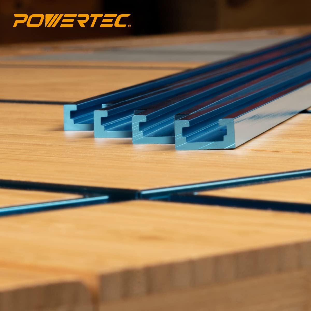 POWERTEC 71118 24 Inch Double-Cut Profile Universal T-Track with Predrilled Mounting Holes, 2 Pack, T Track for Woodworking Jigs and Fixtures, Drill Press Table, Router Table, Workbench