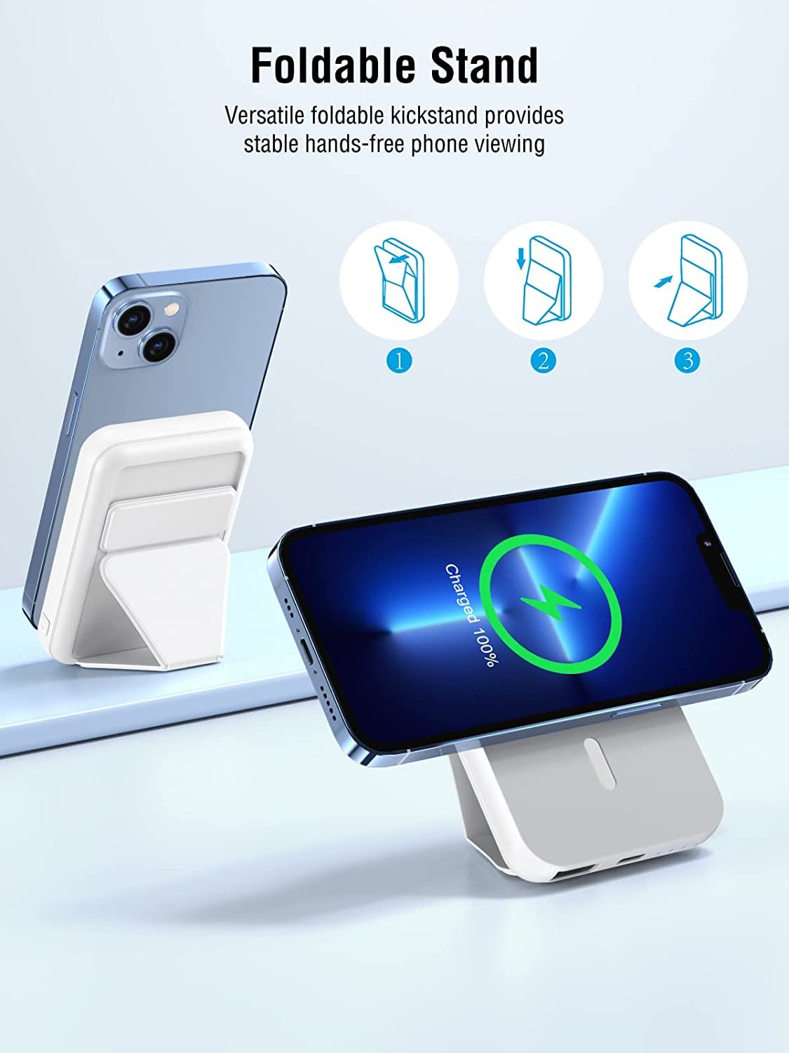 UYAYOHU Magnetic Wireless Power Bank, Mag-Safe Battery Pack(White)