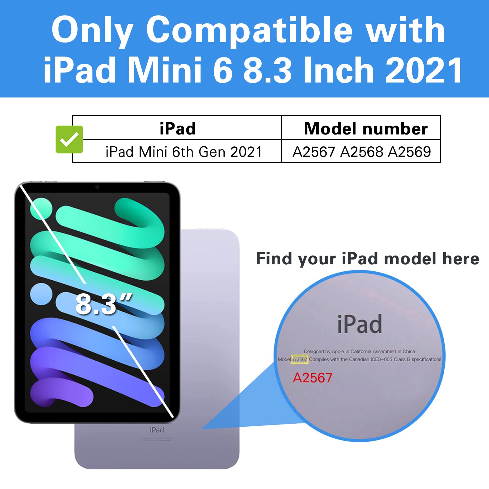 ProCase Cover for iPad Mini 6 Case 2021 Mini 6th Generation Case with Pencil Holder, Slim Smart Folio Stand Cover Shockproof Protective Cases for iPad Mini 6th Gen 8.3 Inch 2021-Black