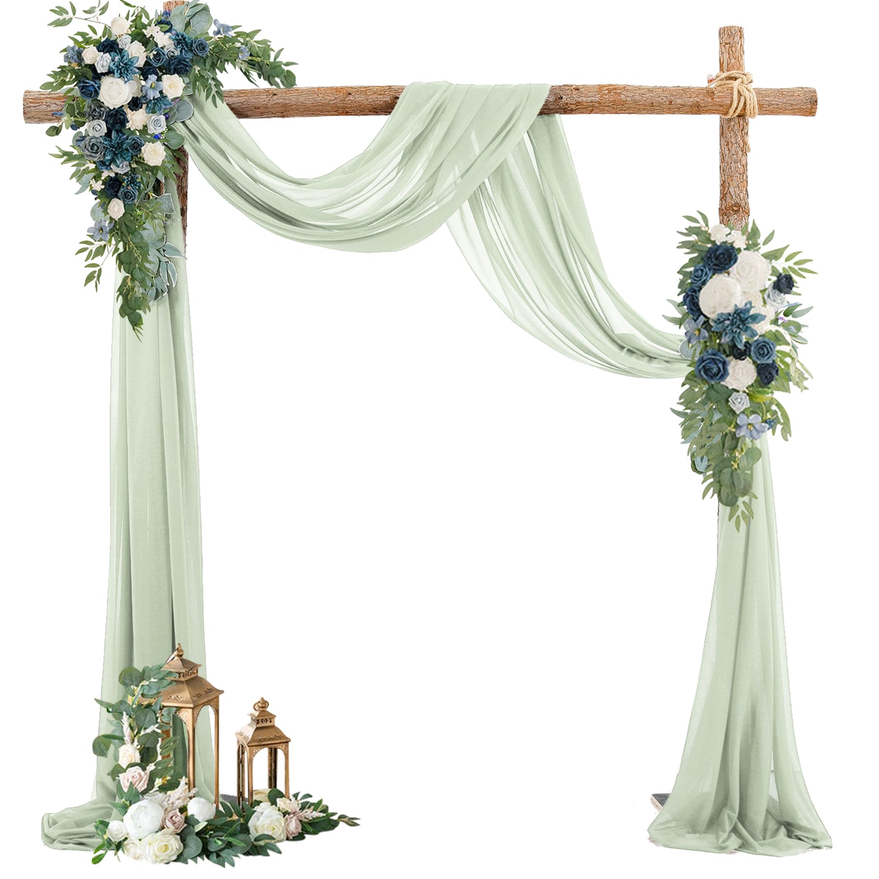 PARTISKY Wedding Arch Draping Fabric, 1 Panel 28" x 19Ft Sage Green Sheer Fabric Drapes Backdrop Curtain for Wedding Ceremony Party Ceiling Decor(1 Panel), Sage Green