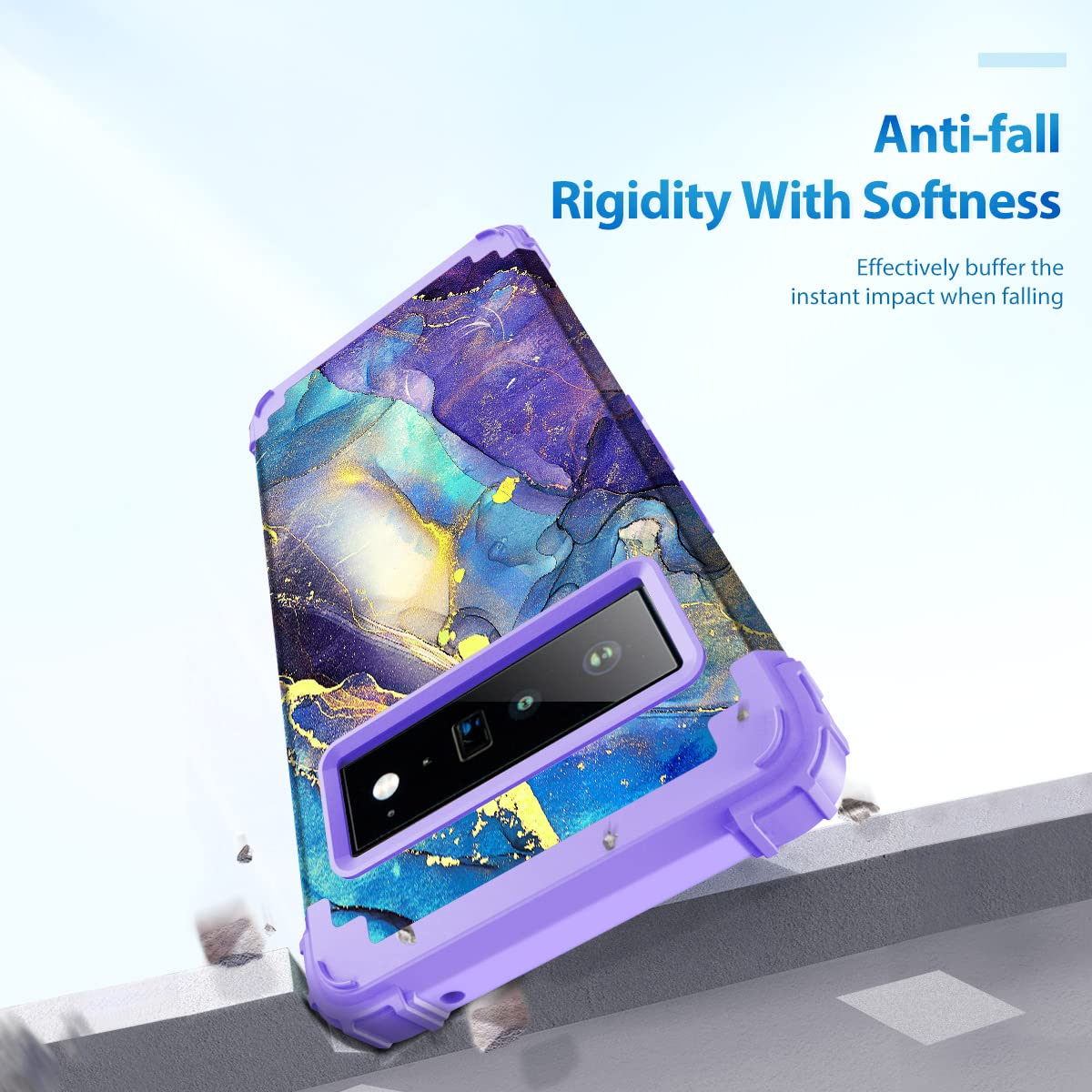Rancase Compatible with Google Pixel 6 Pro Case,Three Layer Heavy Duty Shockproof Protection Hard Plastic Bumper +Soft Silicone Rubber Protective Case for Google Pixel 6 Pro Case,Purple