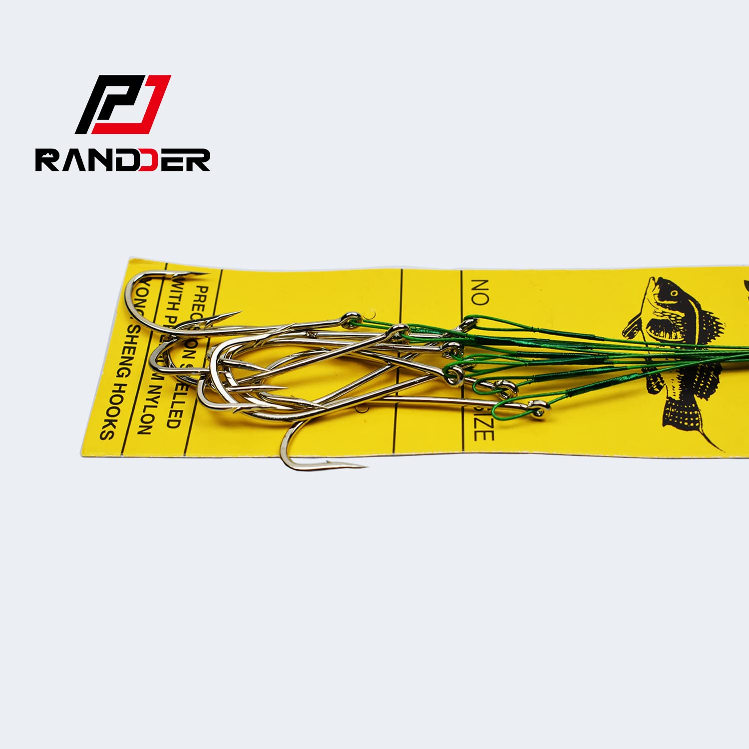 RANDDER Fishing Hook Snelled Nylon Wire Leader Stainless Steel Fishing Rigs Hooks (Nylon Wire(Pack of 10))