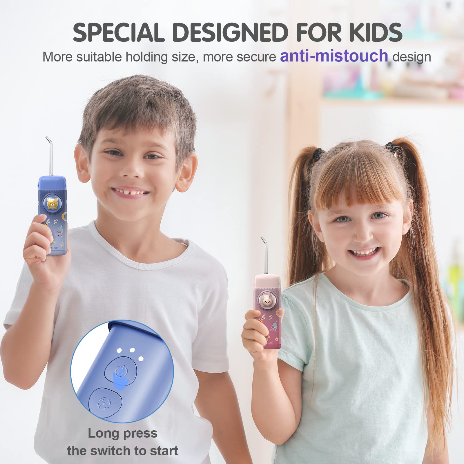 Water Flosser for Kids, Portable Water Flosser Cordless for Teeth Cleaning & Gums Braces Care - Blue