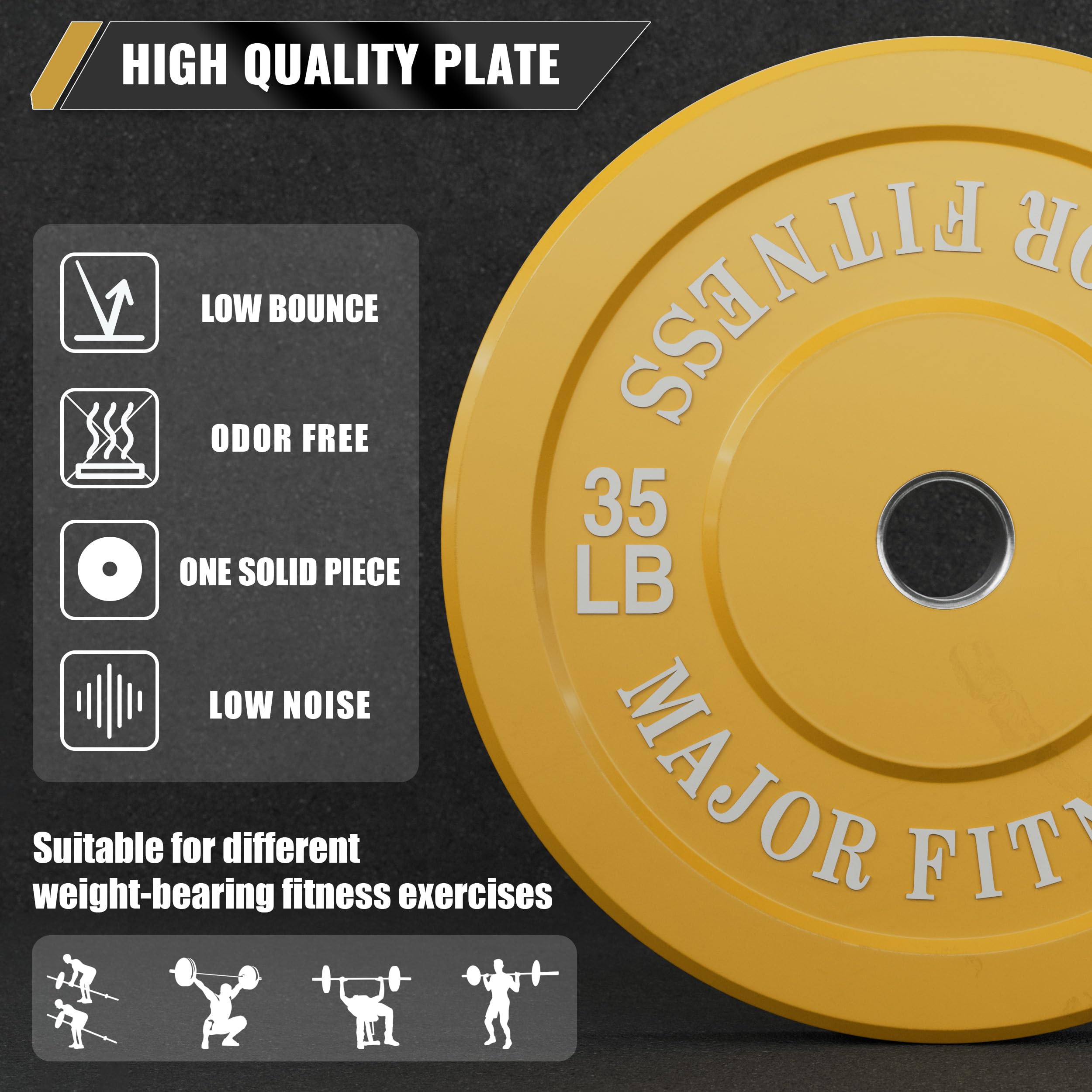 MAJOR LUTIE Olympic Weight Plates for Weight Lifting and Strength Training, 230LB Adjustable Dumbbell, Standard Barbell (4 Pairs)