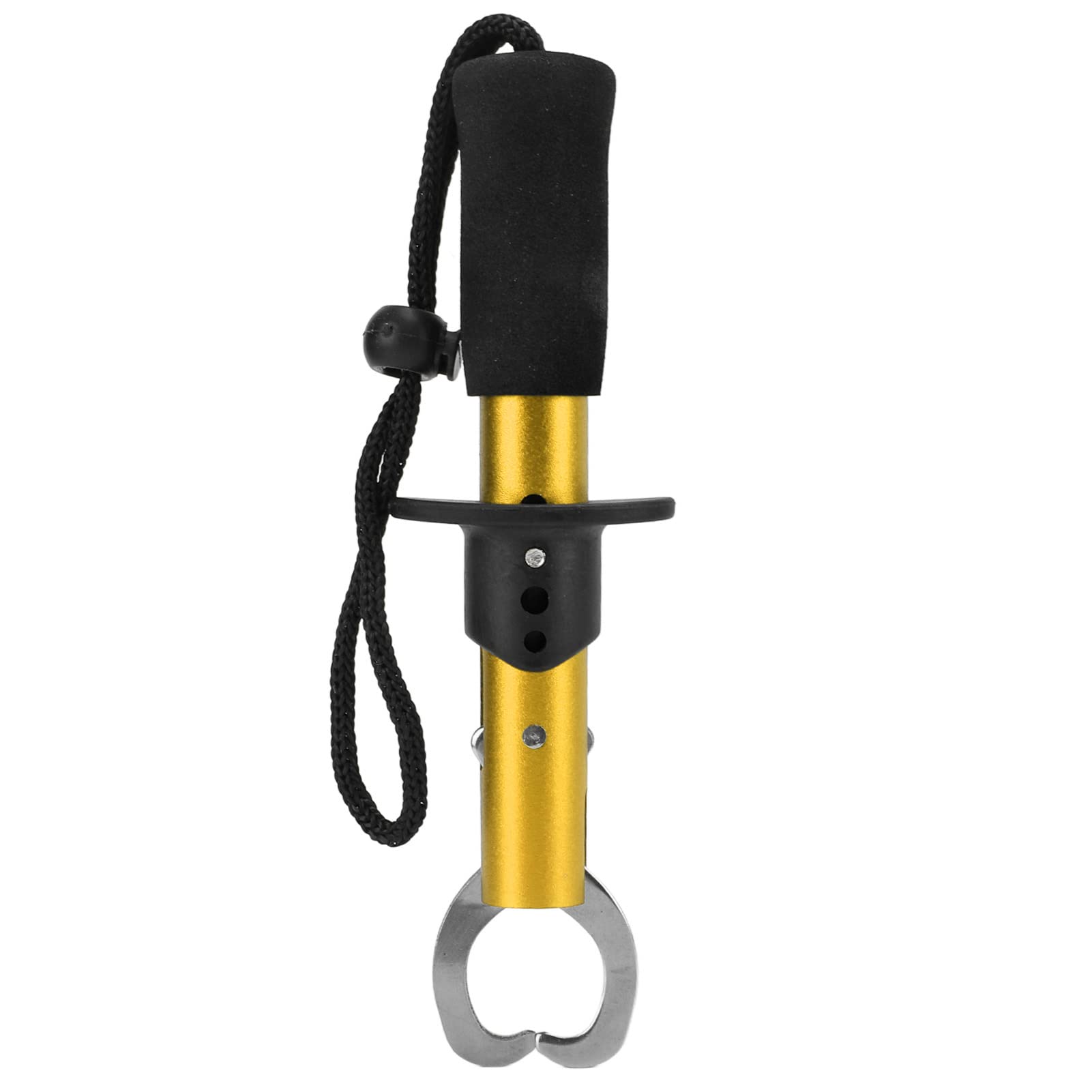 Stainless Steel Fishing Gripper Two Sided Trigger Tool,Fish Lip Grabber with Wrist Strap Fishing Gear Accessories (Gold)