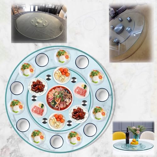 MAGILL Glass Lazy Susan Turntable for Dining Table - 28″ Clear Rotating Plate Round Tabletop Rotating Serving Tray with Silent Bearing,Silent & Smooth (Color : Clear, Size : 32in/80cm)