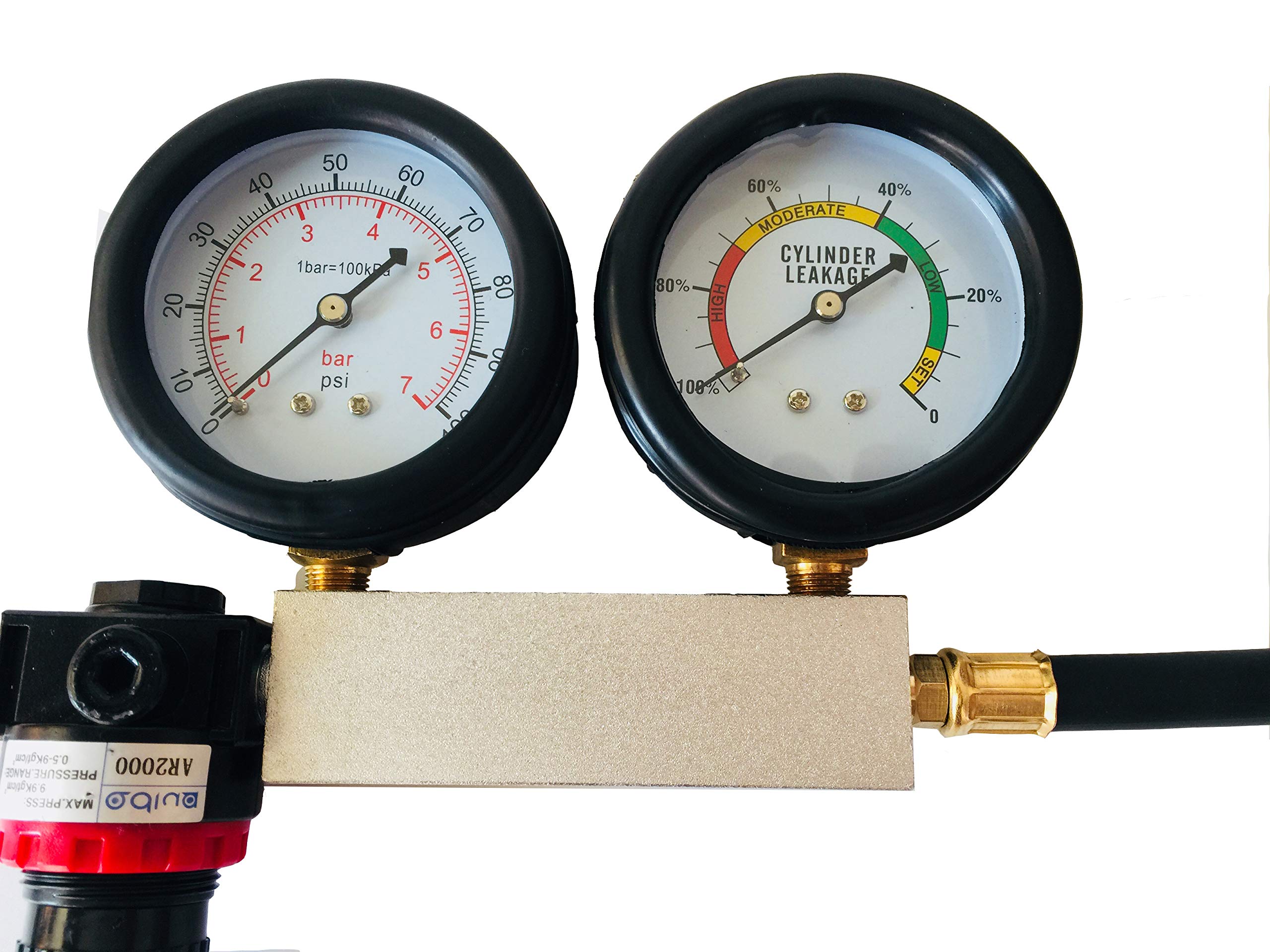 MengYoo New Generation Cylinder Leak Down Tester,Engine Cylinder Dual Gauge Leakdown Tester kit Diagnostics Tool(Tu-21)