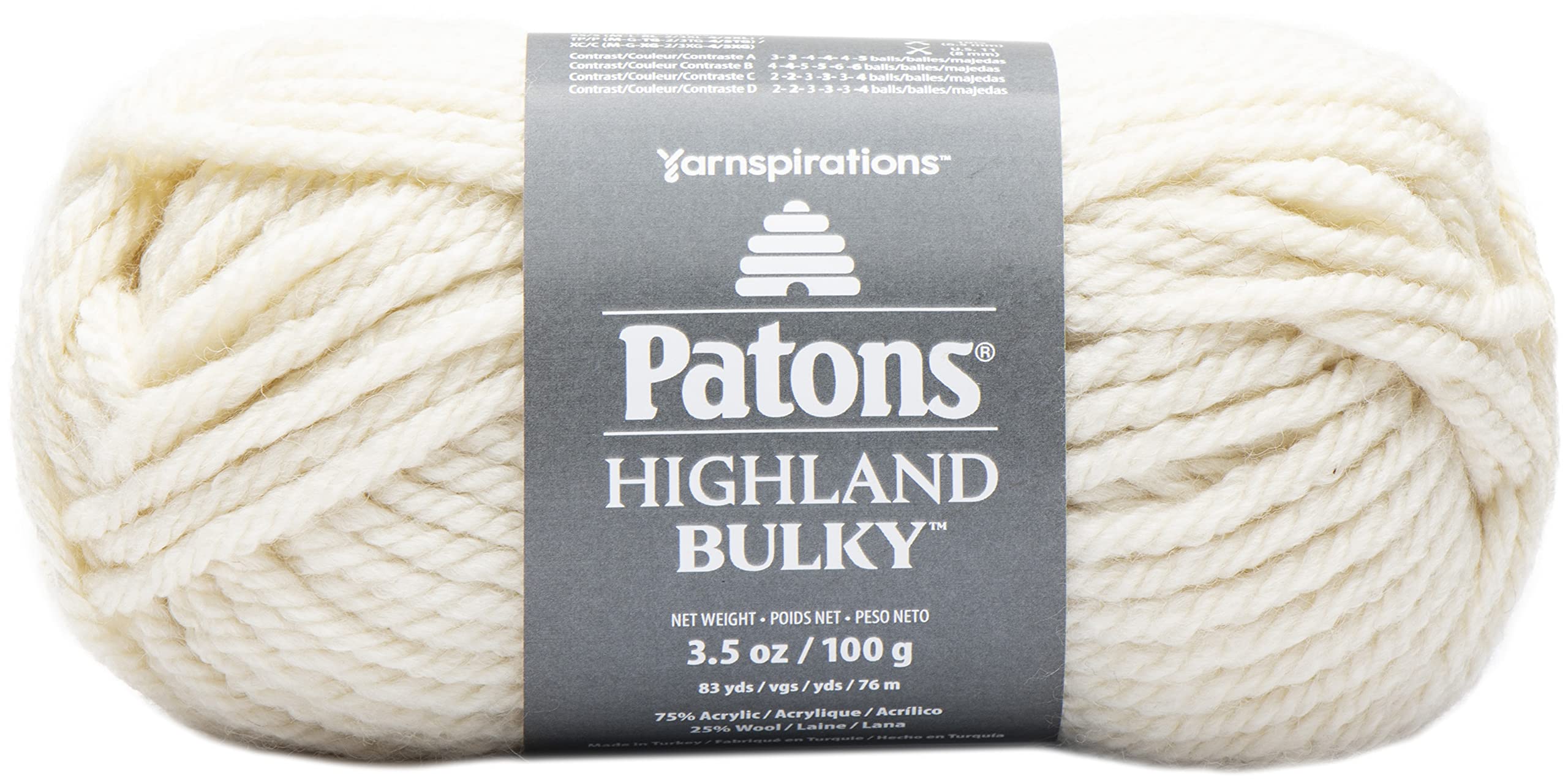 Patons Highland Bulky Solids Yarn, Aran
