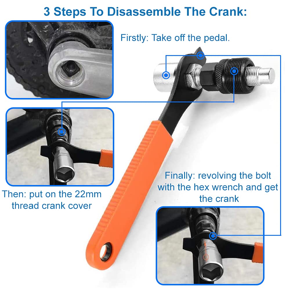 MMOBIEL Professional Bike Crank Puller and Bottom Bracket Remover 20 Teeth Incl. 16mm Spanner/Wrench Repair Tool Kit Compatible with Shimano, BSA, SRAM, Etc.