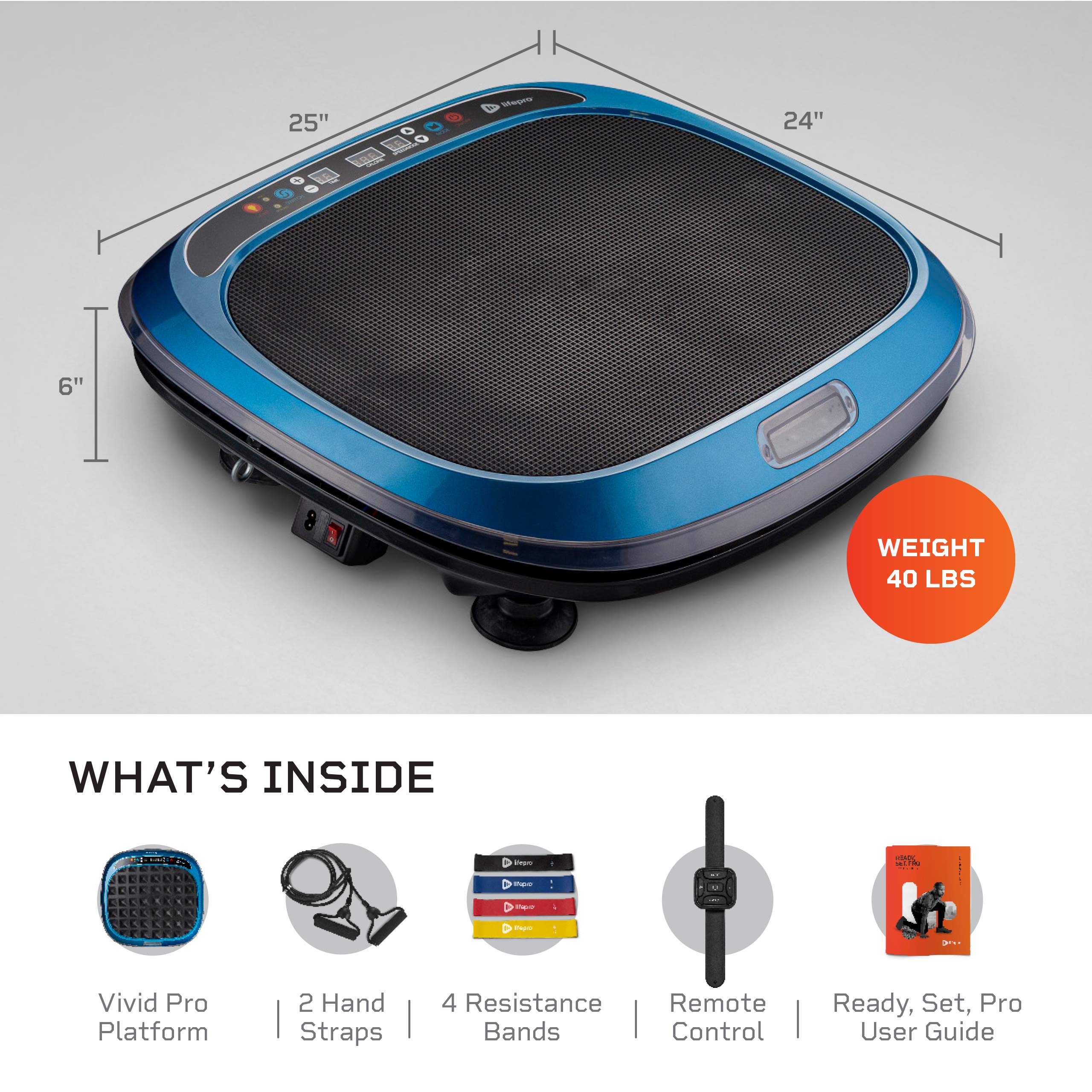 LifePro Vivid Pro Vibration Platform Machine - High Frequency 15-40 Hz Linear Viberation Plate Exercise Machine - Whole Body Home Workout Equipment for Awesome Fitness and Deep Tissue Therapy