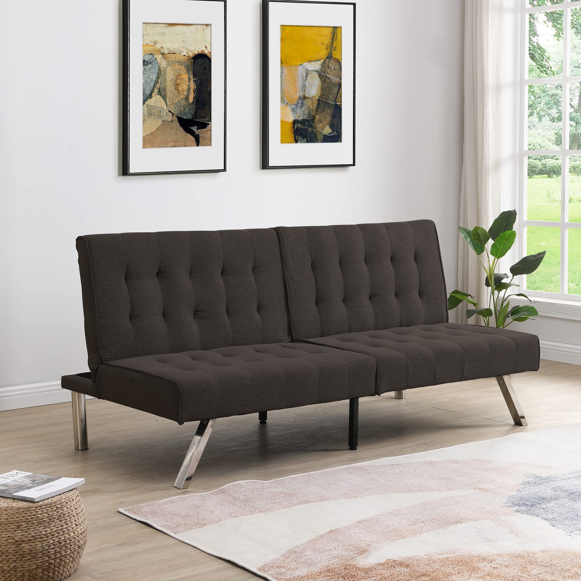 YUNLife&Home Convertible Loveseat Sofa Bed Sleeper Daybed,Modern Upholstered Folding Recliner,Small Splitback Futon Sofá,2 Seaters Couches for Compact Living Space/Dorm/Aparment/Bonus Room