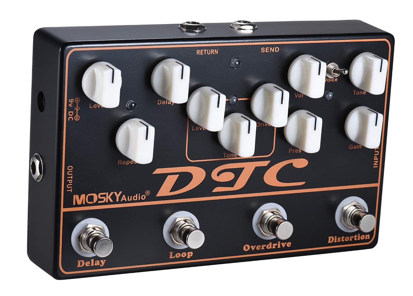Moskyaudio DTC Multieffects Processor Multi-functional Pedal with Distortion Overdrive Loop Delay Effects in 1 Unit