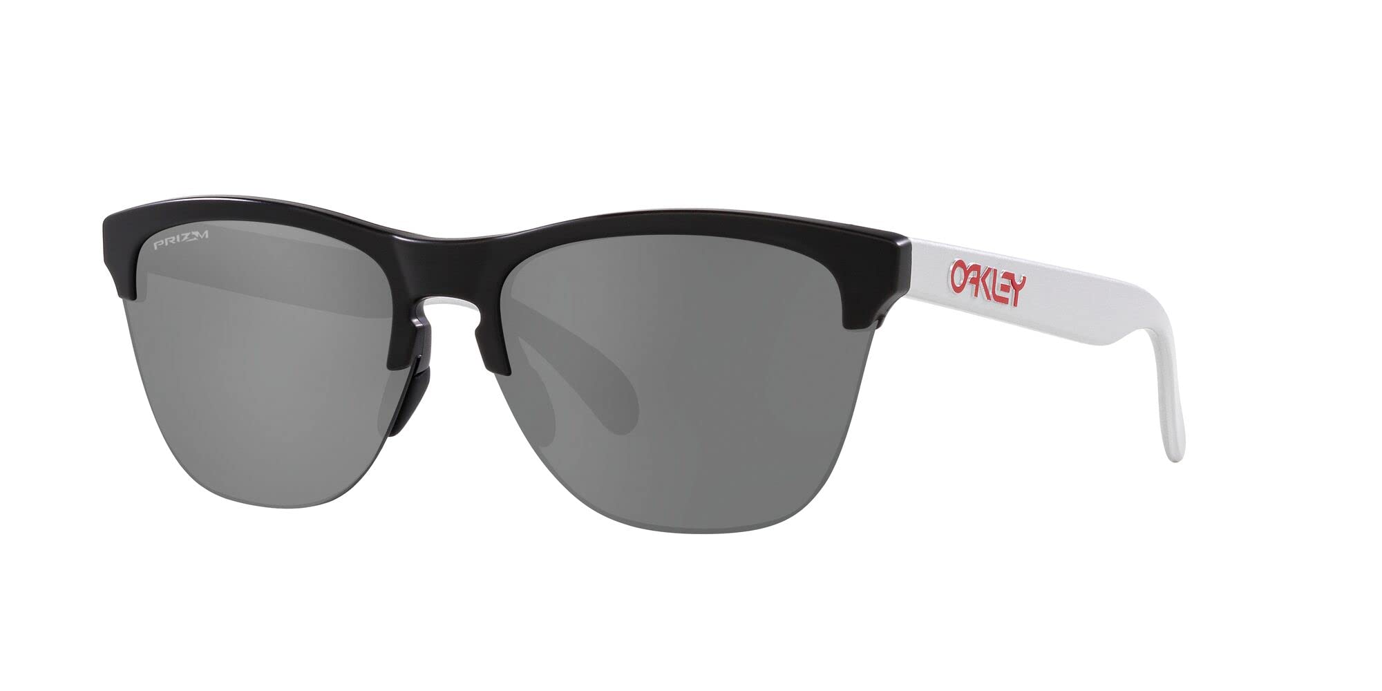 Oakley Men's OO9374 Frogskins Lite Square Sunglasses, Polished Black on Grey Print/Prizm Black, 63 mm