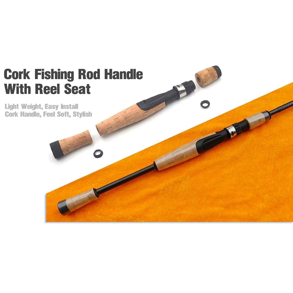 MNFT 1Set Cork Split Grip Rod Handle Kit Baitcast Fishing Rod Building and Repair Tackle with Plastic Reel Seat Rear Grip (Straight Handle)