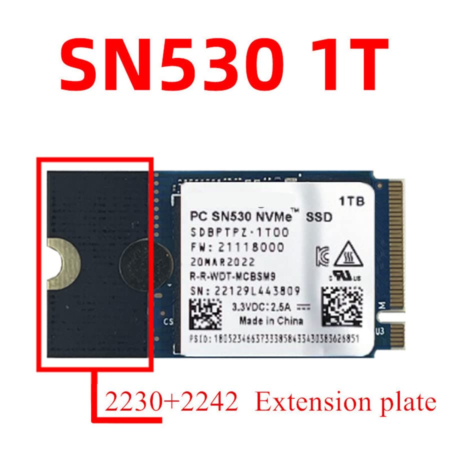 Yassdwbn SN530 m.2 2242 SSD 1TB NVMe PCIe ，Contain 2230，for Microsoft Surface Pro X Surface Laptop 3