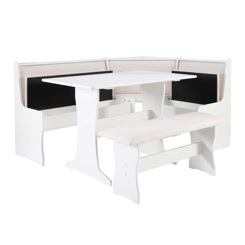 Linon Sanford Wood Storage Dining Nook in White