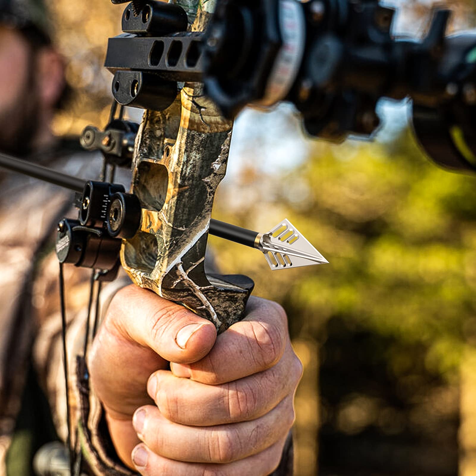 OTW Hunting Broadheads, 3 Fixed Blades 100 Grain Archery Broad Heads Archery Broadheads for Small Game Crossbows and Compound Bow Arrows(6 Pack-1)