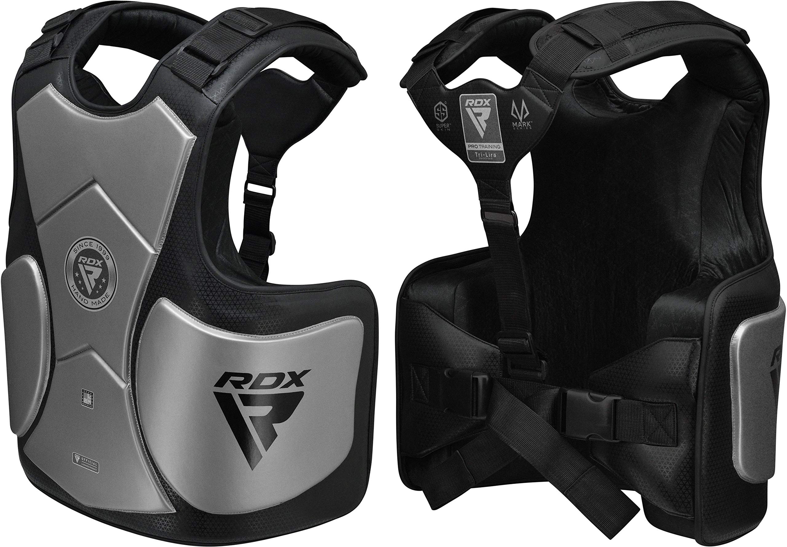 RDX Chest Guard Boxing MMA Training, Maya Hide Leather Mark Pro TRI-Lira Padded Adjustable Body Protector, Muay Thai Martial Arts Sparring Coaching Rib Shield Armour, Kickboxing Taekwondo BJJ Karate