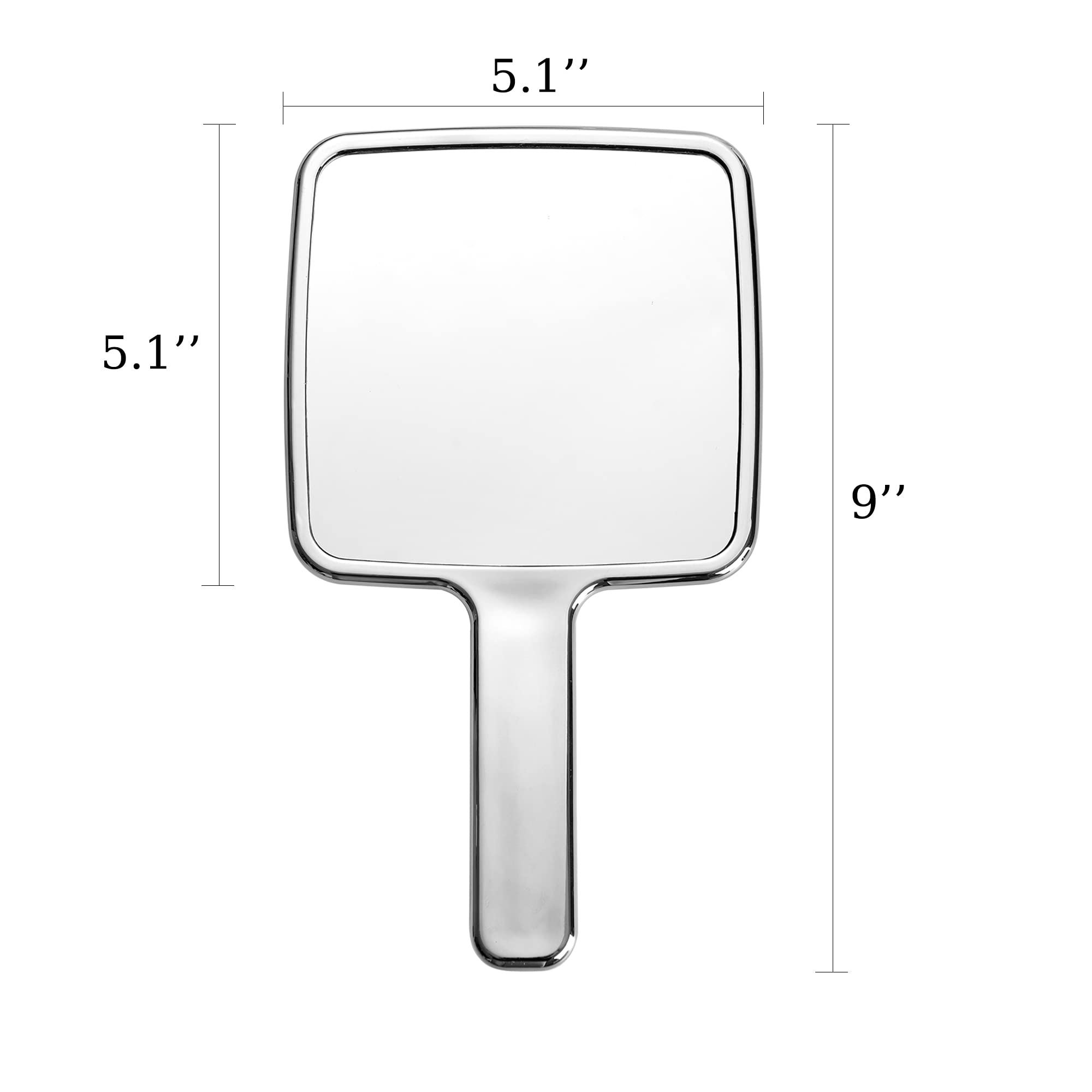 YCHMIR Hand Mirror Hand Held Mirror Electroplate Mirror Sliver, Square 5 x9.1 inch