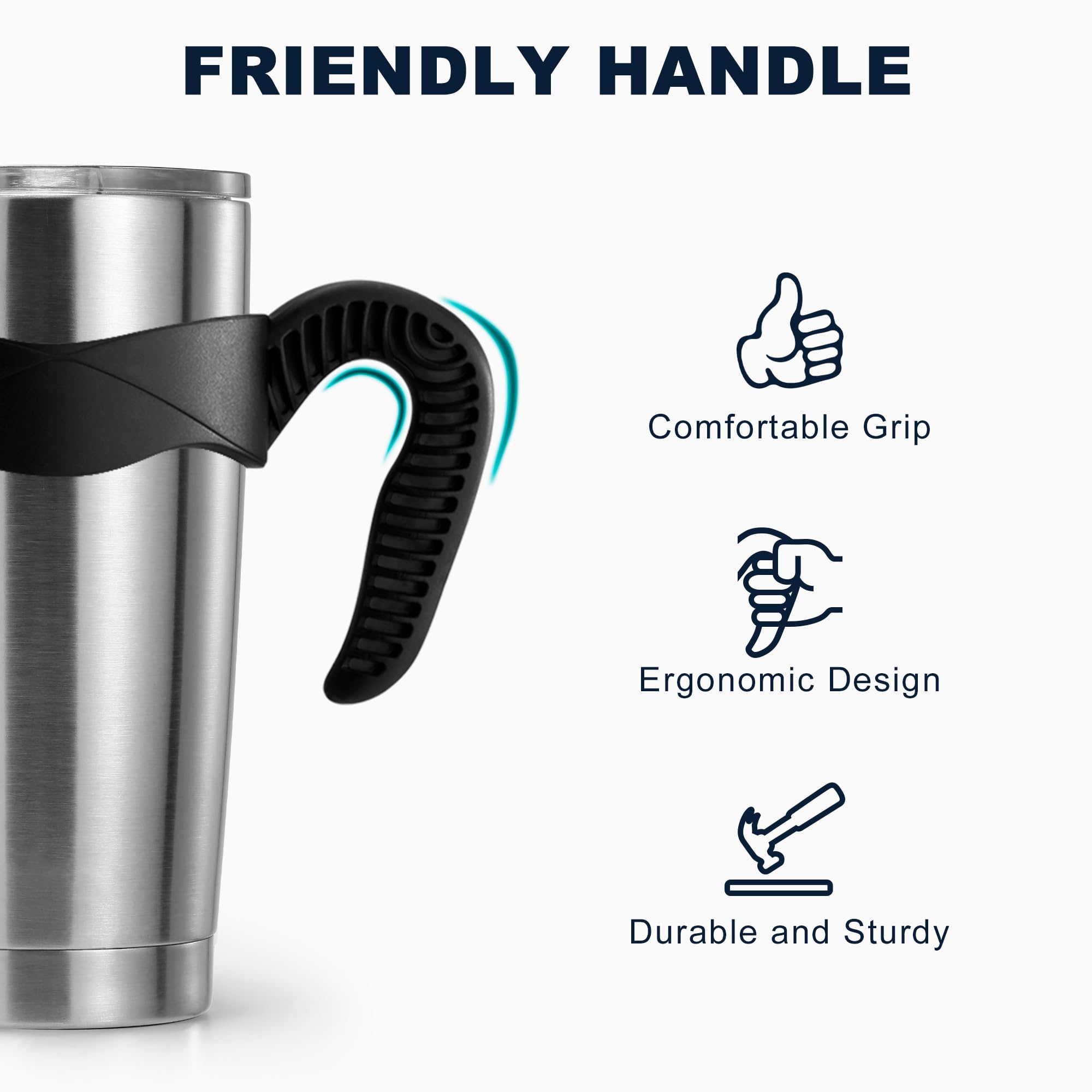 koodee Handle for 20 oz Tumbler-Fit for Yeti Rambler and More Tumbler Anti Slip Travel Mug Grip-Cup Holder