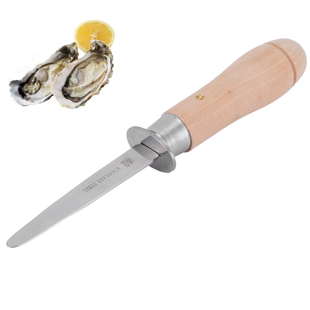 Vakitar Stainless Steel Oyster Knife with Long Handle Large Labor‑saving Oyster Shucking Knife for Seafood Oysters, Feasts, Shells