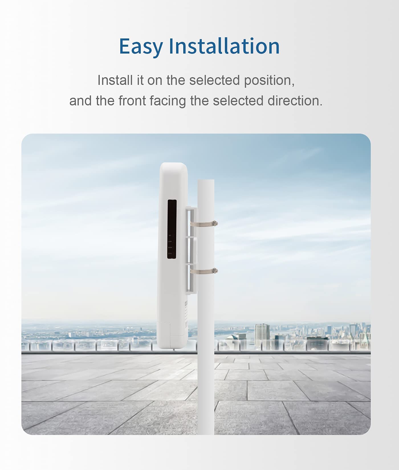 Wireless Bridge Point to Point for 5KM Remote Transmission, 5G WiFi Bridge 900Mbps Outdoor CPE PtP & PtMP with 15dBi High-Gain Antenna & 1000M Ethernet Port 48V PoE, Support 50+ Client Devices, 2 Pack