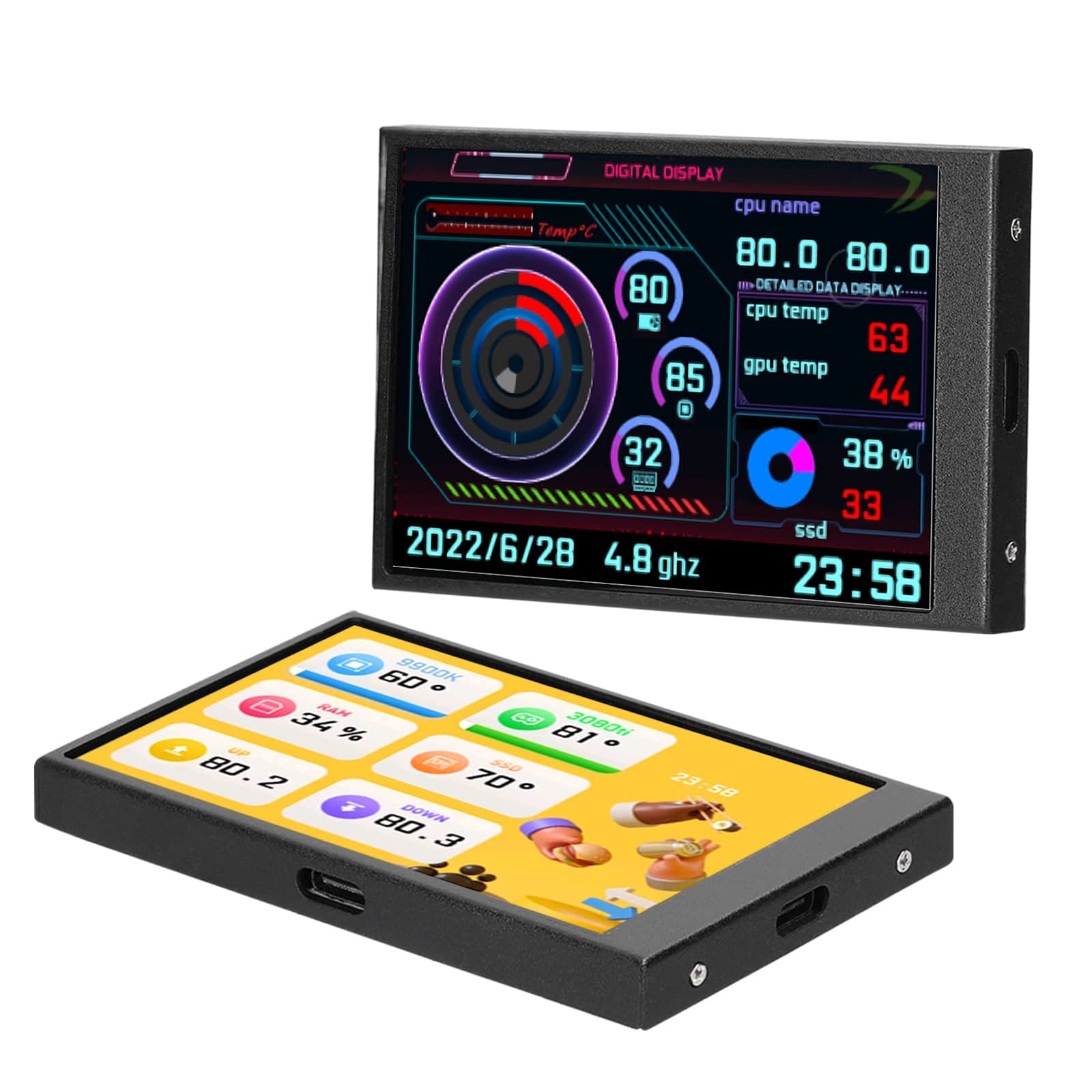 Yoqanr Computer Temp Monitor,Pc Temperature Display,Mini Monitor,Pc Sensor Panel,Pc Sensor Panel,Mini Display,Pc Screen,Mini Monitor for Pc,Mini Screen,Led Screen,Mini Led Monitor