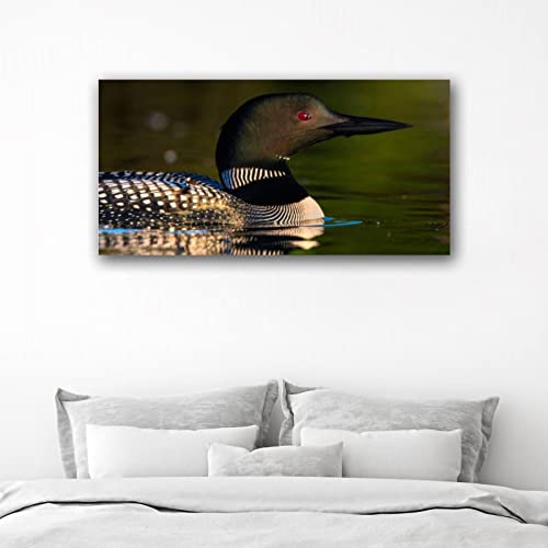 Large Wall Art Loon with red glow in eye Painting Poster Print on Canvas Artwork for Living Room Bedroom Stretched and Framed Ready to Hang 20βx40β