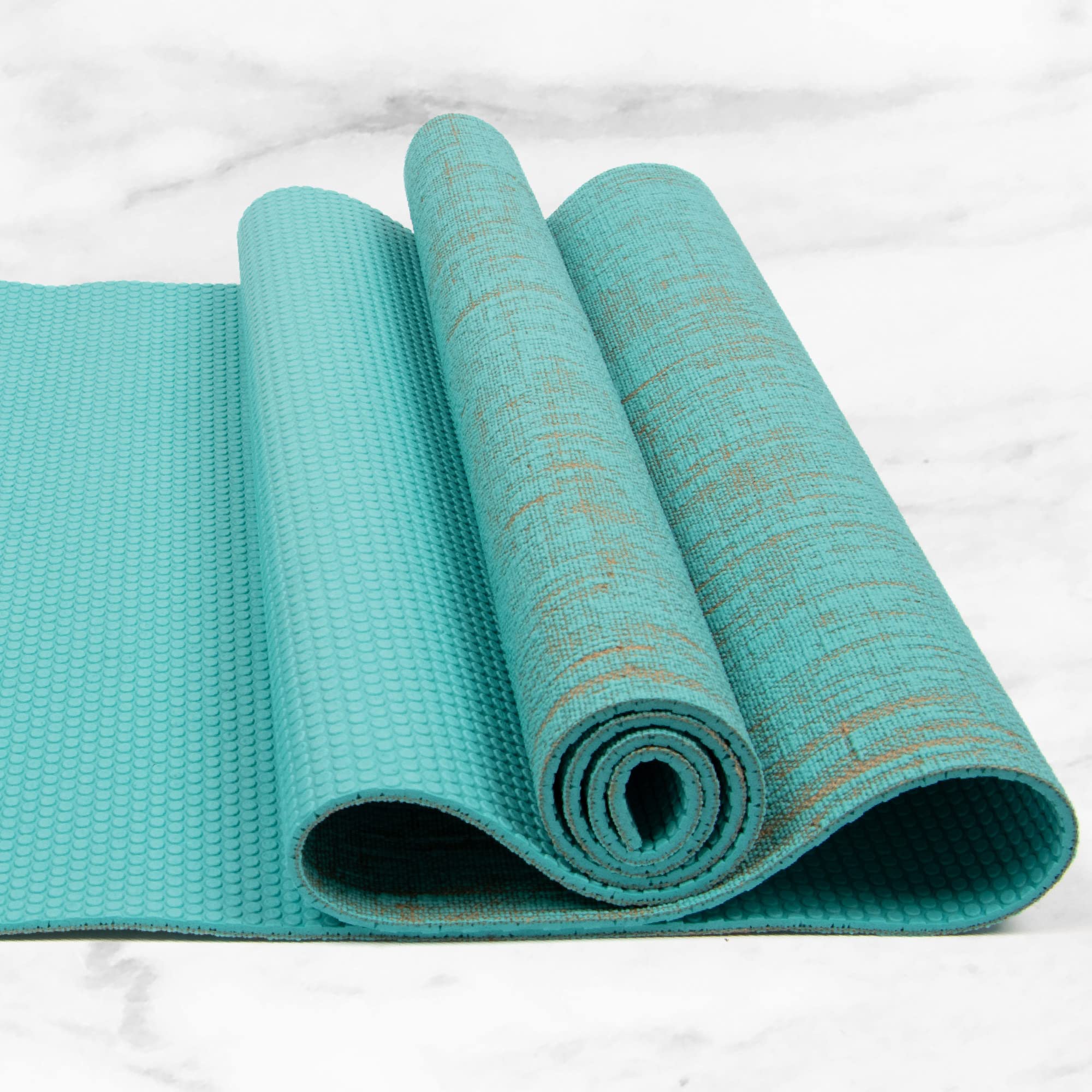 Myga Jute Yoga Mat - High Performance Vegan Floor Exercise Mat - Eco Friendly Biodegradable Yoga Mat with PVC Backing - 72" x 24" - 0.2" Thickness Aqua