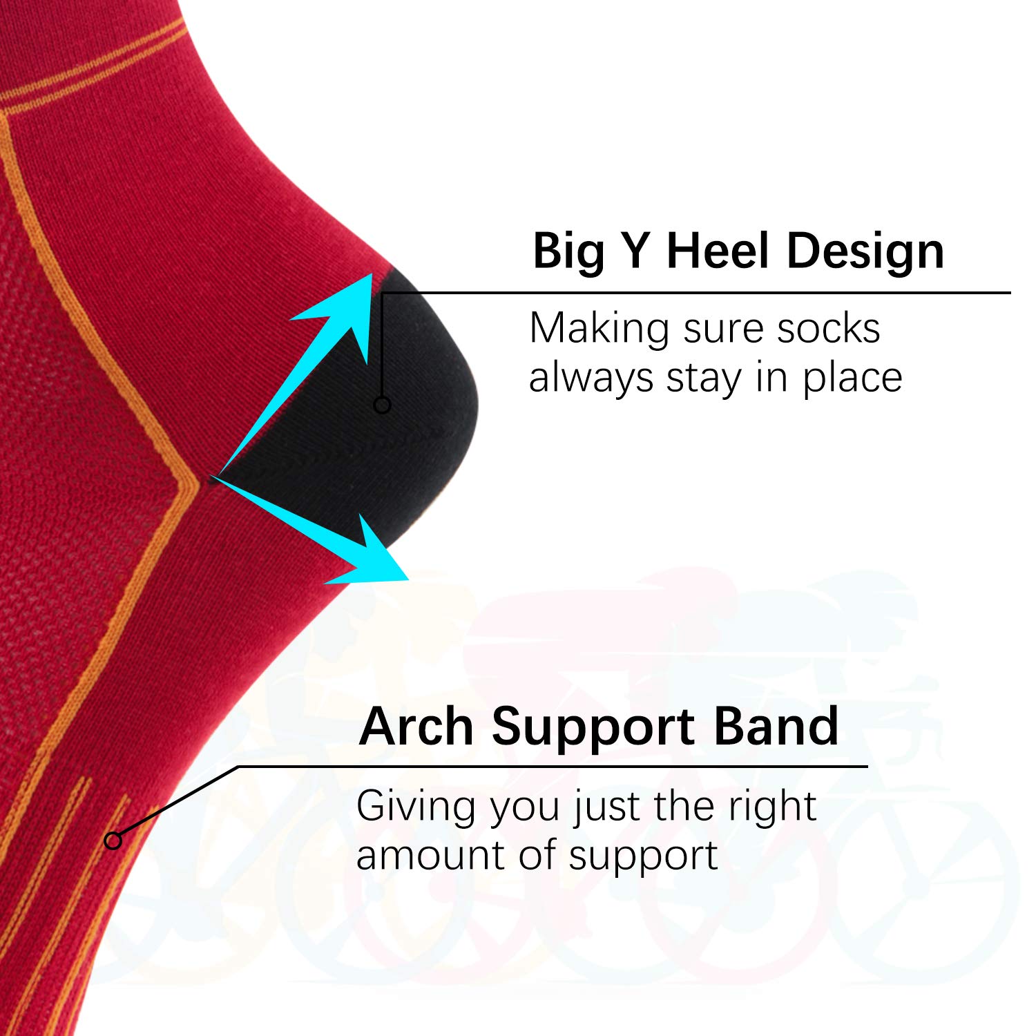 LIN 7 Pack Cycling Socks for Men and Women Funny Color Biking Socks Performance Athletic Crew Socks (L(10-13), Championship Jersey Color)