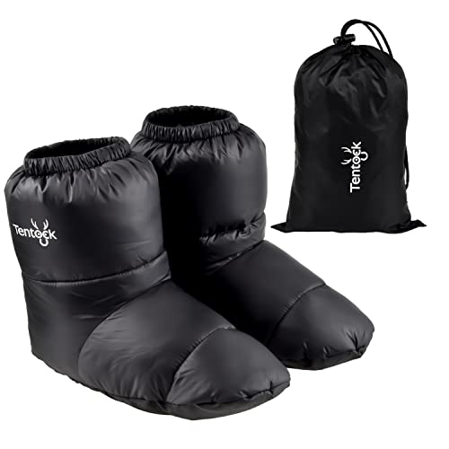 Tentock Camping Down Booties for Men Women Ultralight Waterproof Winter Down Socks for Skiing Snowboarding Indoor(XL)