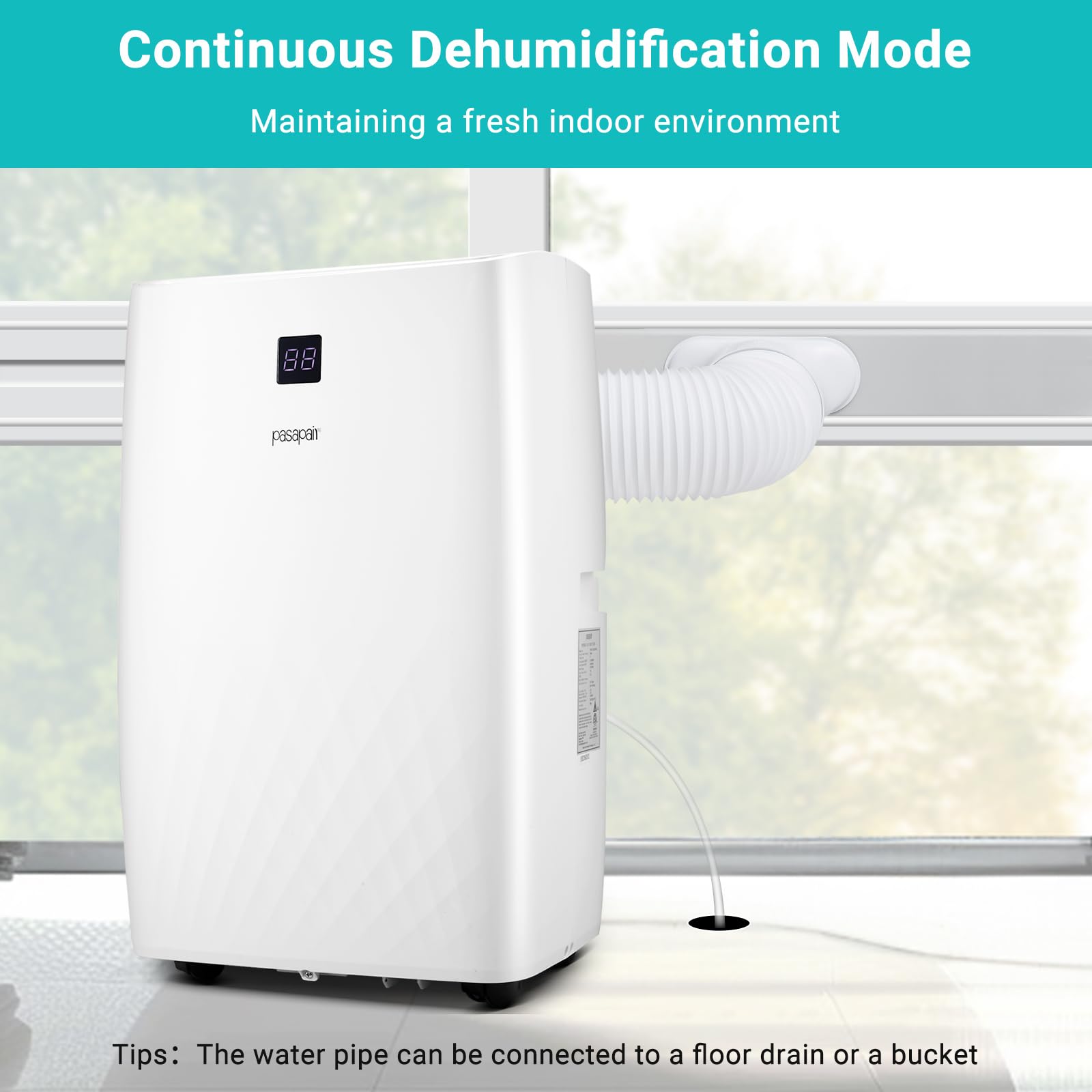 Voice-Enabled Portable Air Conditioner – Pasapair 14000 BTU Portable AC for Room with APP - 4-in1 AC Unit with Auto Swing & Window Kit included
