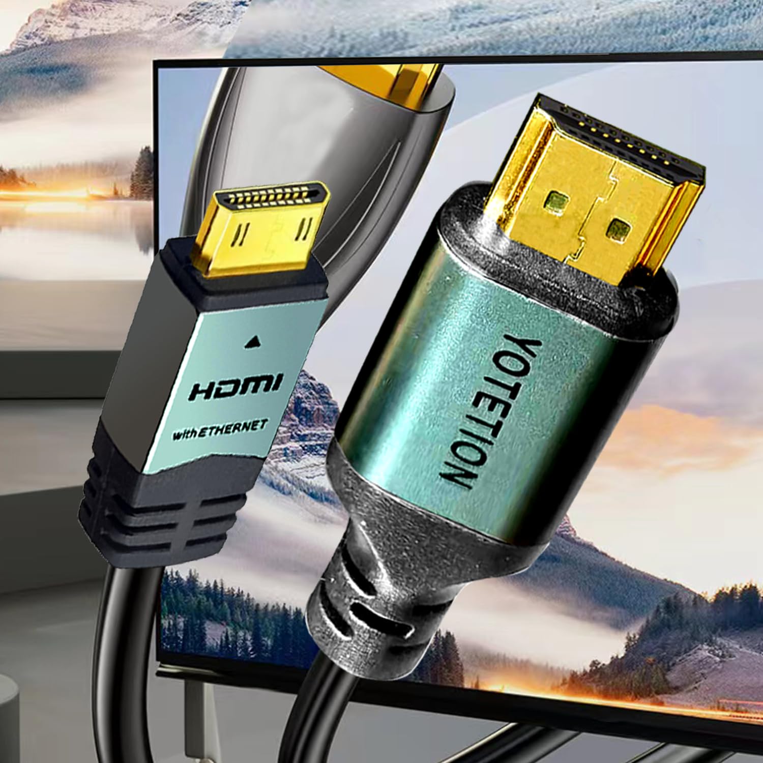 YOTETION Mini HDMI to HDMI Cable 50FT, High-Speed HDMI to Mini HDMI Support 3D 4K/60Hz 1080p 720p Compatible with Camera, Camcorder, Tablet and Graphics/Video Card, Laptop, Raspberry Pi Zero W