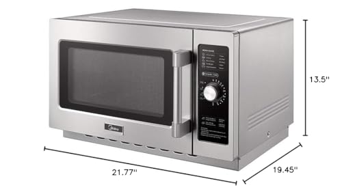 Midea Equipment 1034N0A Countertop Commercial Microwave Oven with Dial, 1000W, Stainless Steel, 1.2 CuFt