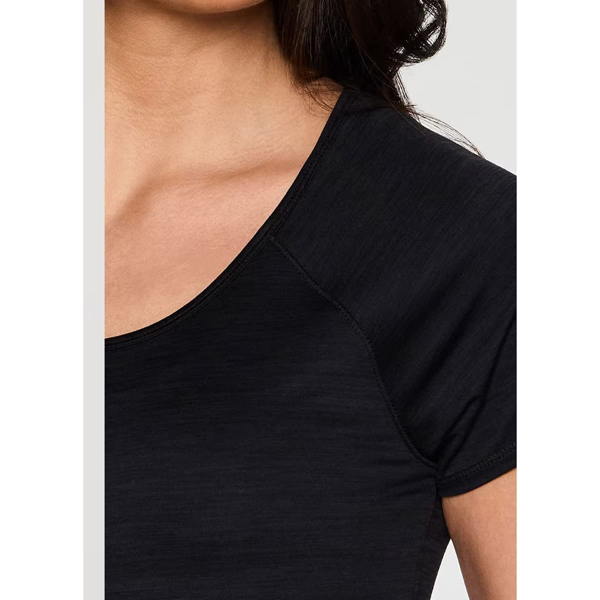 RBX Women's Active T-Shirt Buttery Soft Short Sleeve Yoga Tee Seamed Black/Grey Heather M