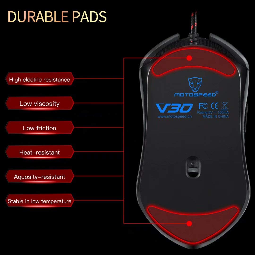 MOTOSPEED USB Wired 3500DPI Gaming Mouse Support Macro Programming, with 6 Buttons, Adjustable RGB Backlit, 6 Adjustable DPI Mouse for PC, Laptop, Apple MacBook
