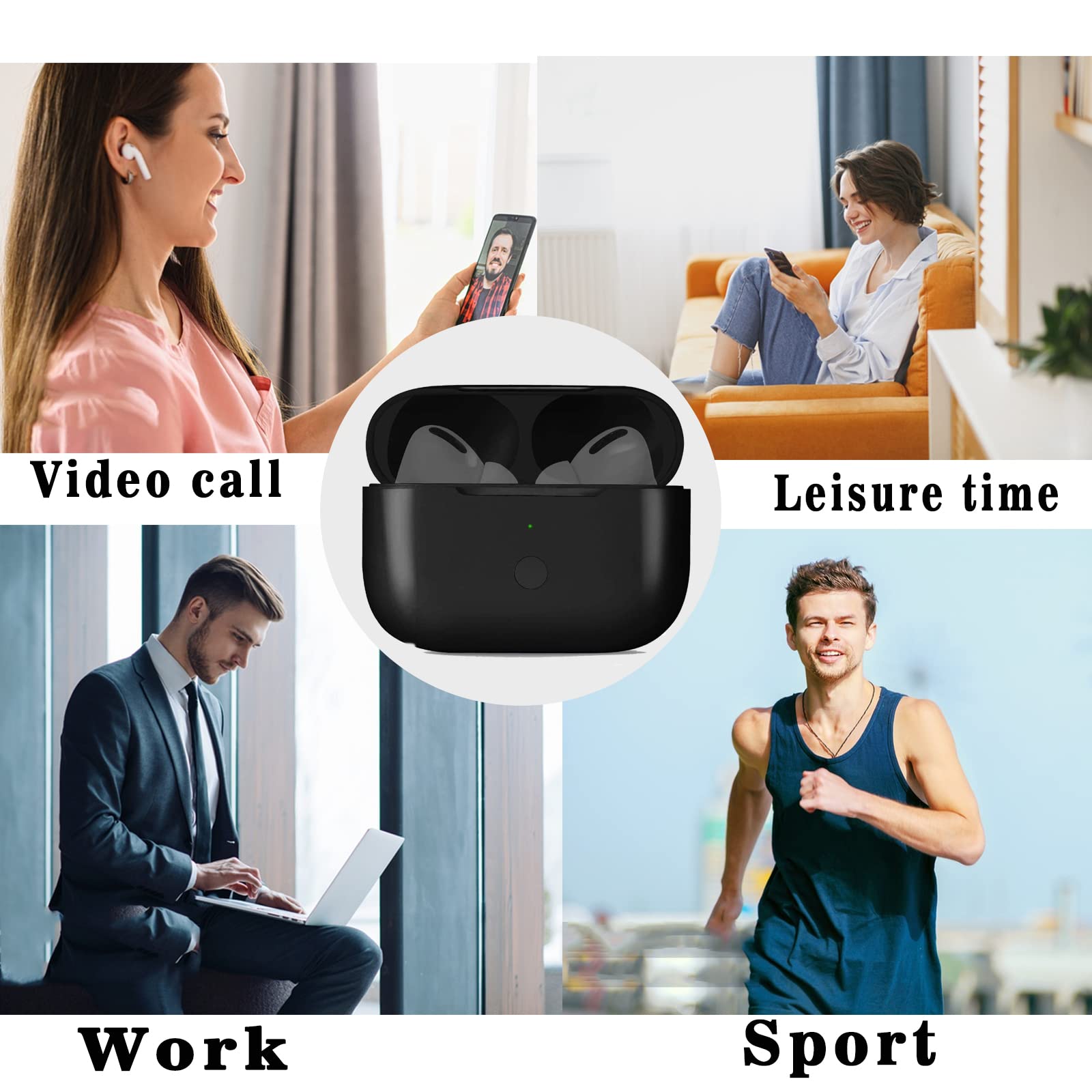 Wireless Charging Case Replacement Compatible for Air Pod Pro Charging Case with Bluetooth Pairing Sync Button - White