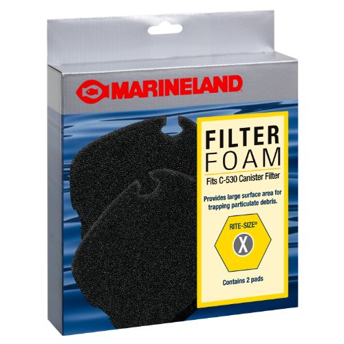 Marineland Filter Foam 2 Count, Supports Biological And Mechanical aquarium Filtration, Rite-Size X, Blacks & Gray (PA11501)