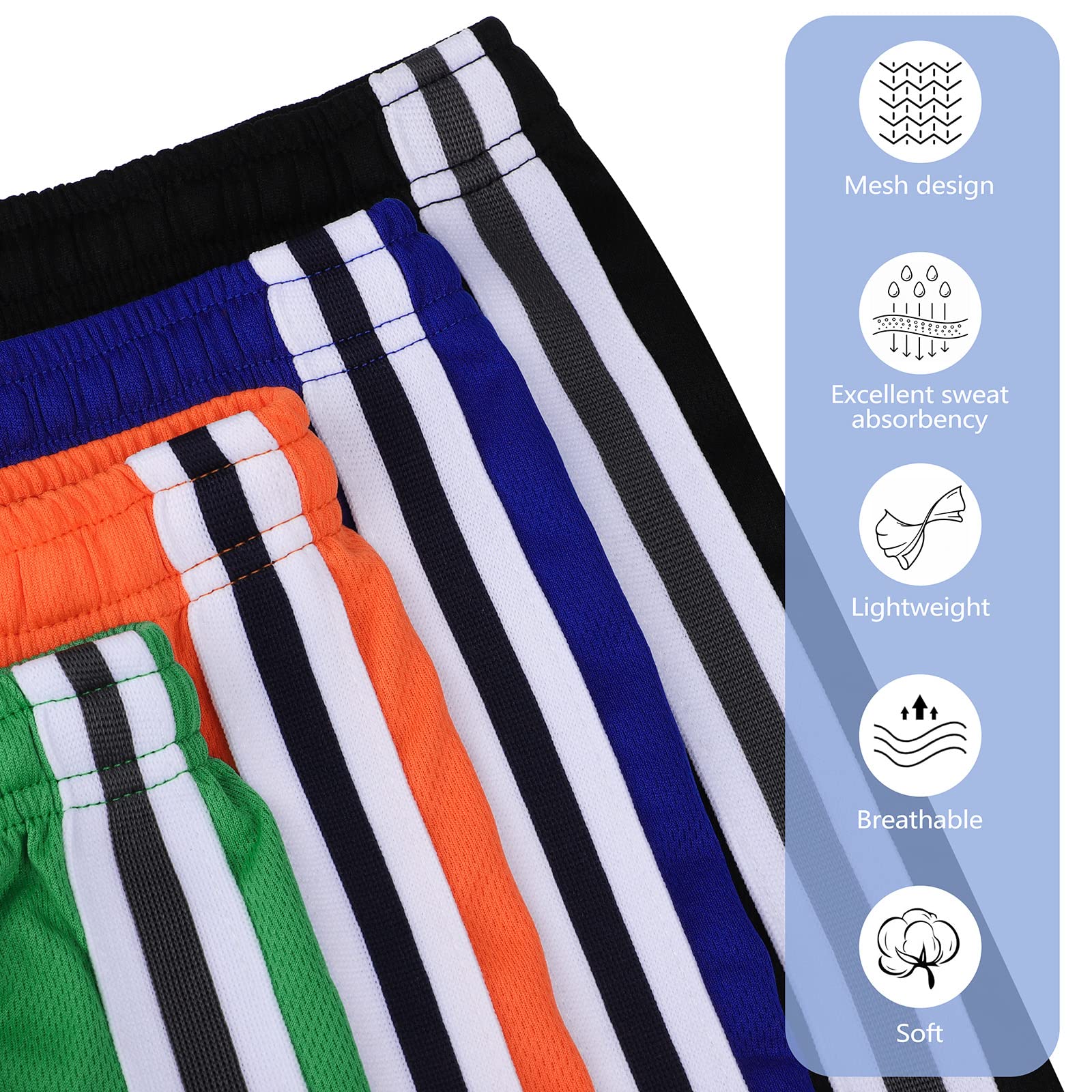 Resinta 4 Pack Toddler Boy Mesh Active Shorts Quick Dry Athletic Performance Basketball Soccer Shorts for Kids