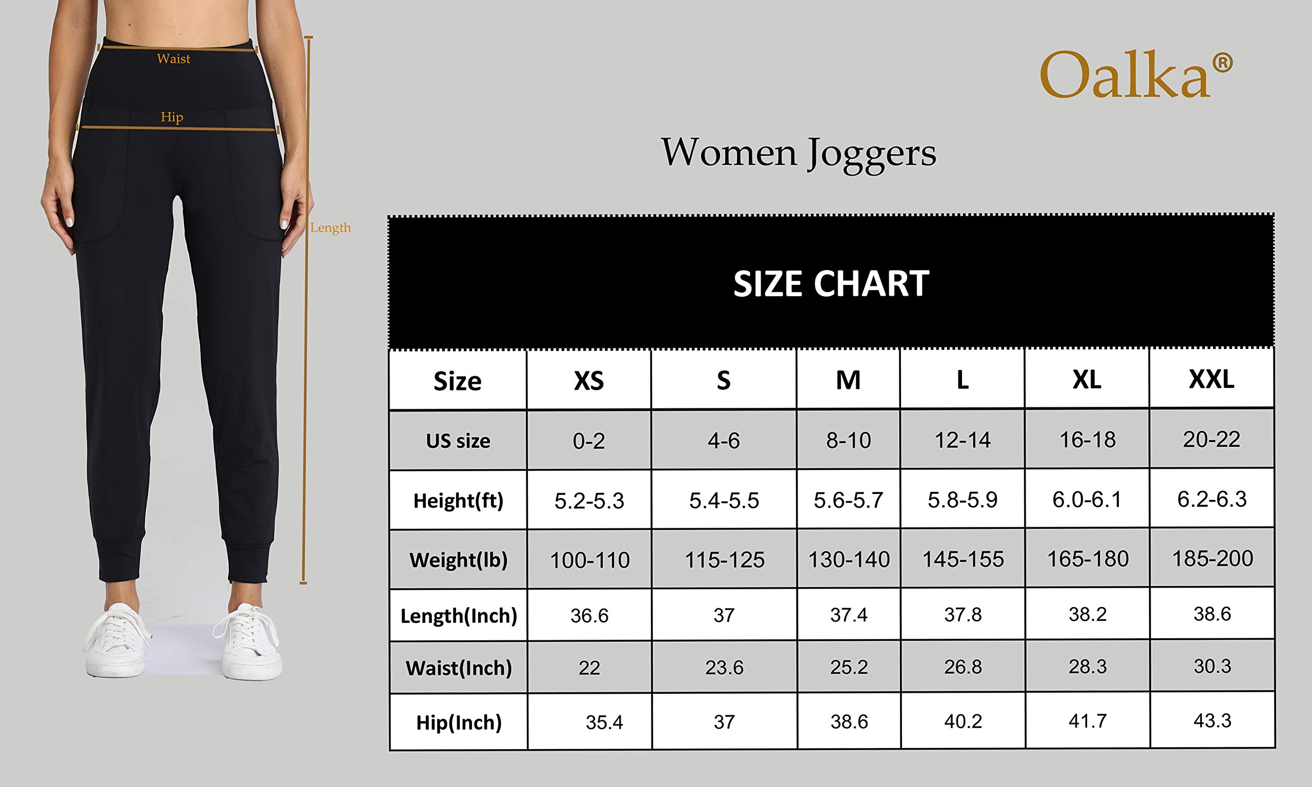 Oalka Women's Joggers High Waist Yoga Pockets Sweatpants Sport Workout Pants Black XL
