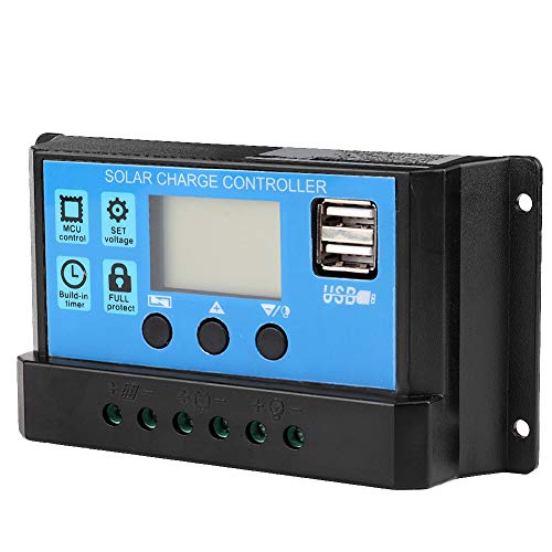 Solar Charge Controller, 60A 12V/24V Intelligent Solar Charge Regulator with USB Port Backlight LCD Display(60A)