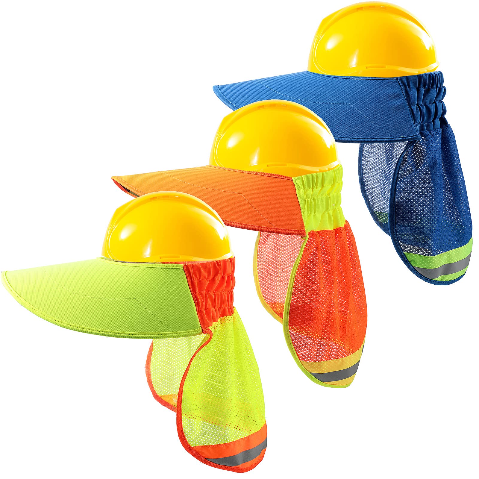 Reflective Hard Hat 3 Pack Brim Mesh Sunshade High Visibility Hard Hat Neck Sun Shade Hard Hat Brim Shade Hard Hat Accessories for Outdoor Activities and Sports