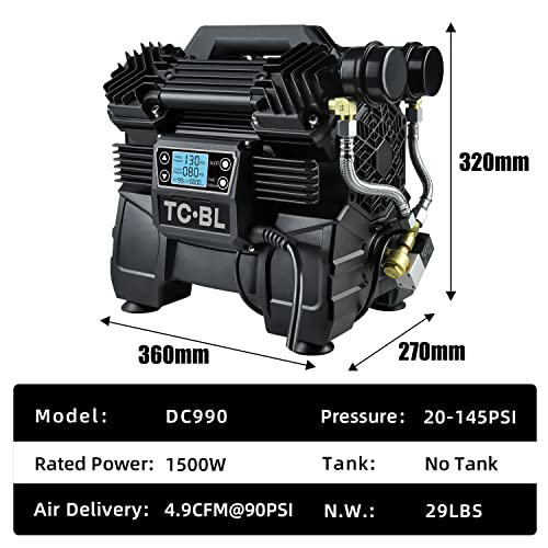 TC·BL Heavy Duty Air Compressor 145PSI 2HP Tankless and Oil Free Air Pump