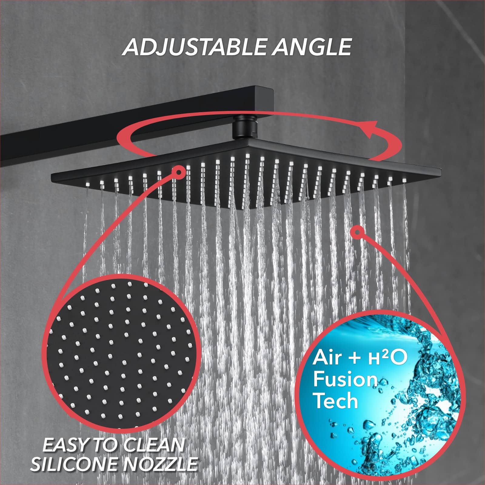 VANFOXLE Shower Faucets Sets Complete Matte Black Shower System,Push Button Diverter Shower Faucet with 2 in 1 Handheld,10 Inch Shower Head with 4 PCS Dual Modes Body Jets(2 Inch)
