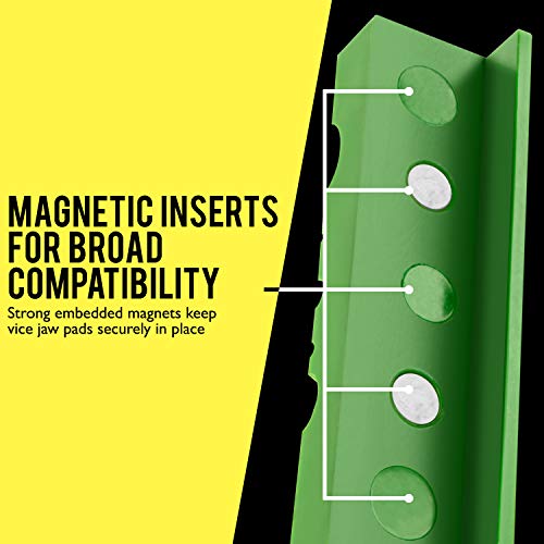Vise Soft Jaws/Vice Jaw Pads - Magnetic - 4.5 Inch Length, Multi-Groove Design, Durable TPU Rubber Covers - Fit Wide Array of Vises/Vices and Blocks (4 5 6 In) - By Mission Automotive