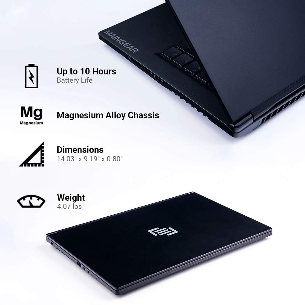 MAINGEAR Element 15.6 FHD 144Hz Gaming Laptop Notebook PC Intel Core i7-9750H 2.6GHz GeForce RTX 2070 MAX-Q 8GB GDDR6, 32GB DDR4-2666 Memory, 2TB NVME SSD, Windows 10 Pro, Thunderbolt 3, WiFi6