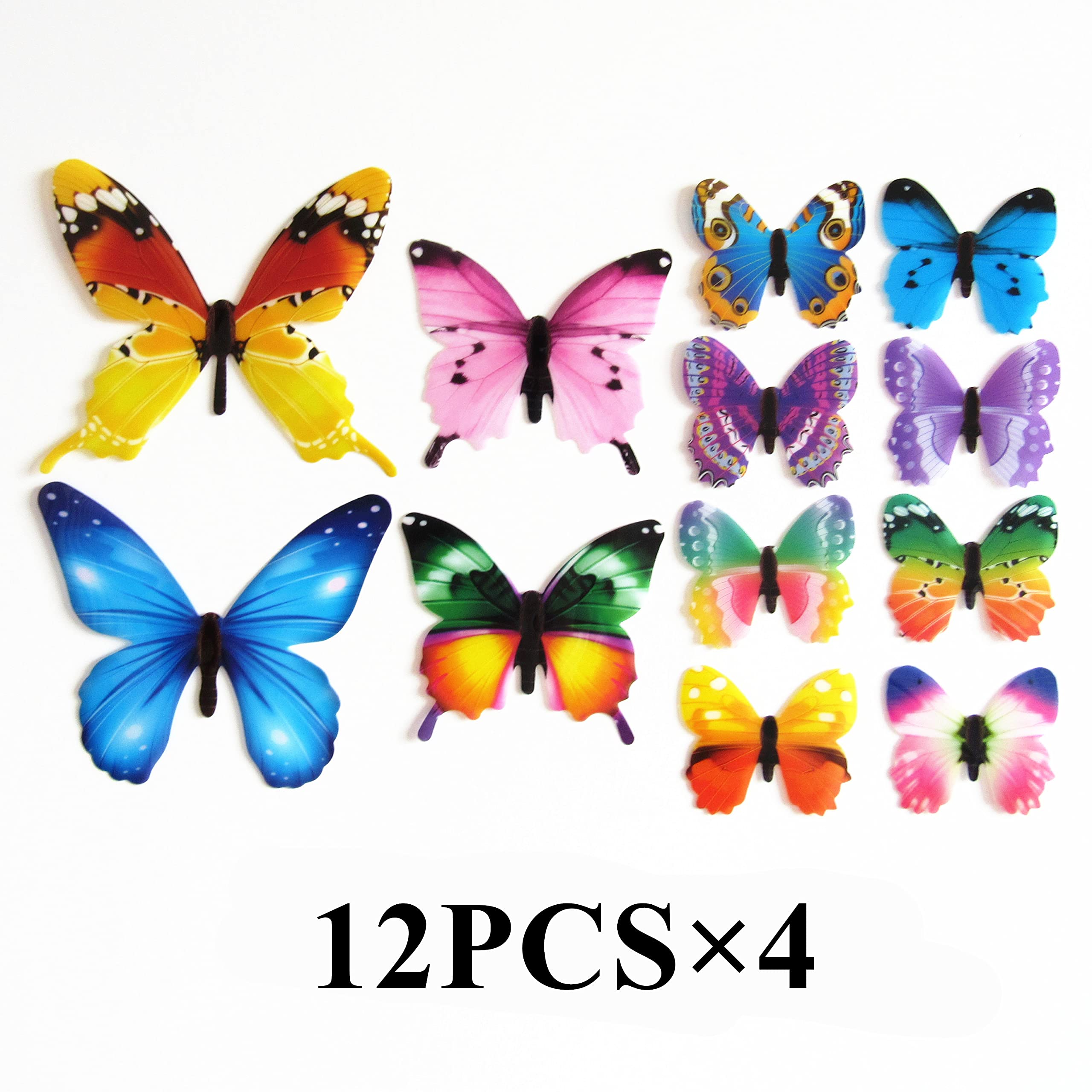 Tuosiwei 48PCS Butterfly Wall Decals - 3D Butterflies Decor for Wall Removable Mural Stickers Home Decoration Kids Room Bedroom Decor (Blue)