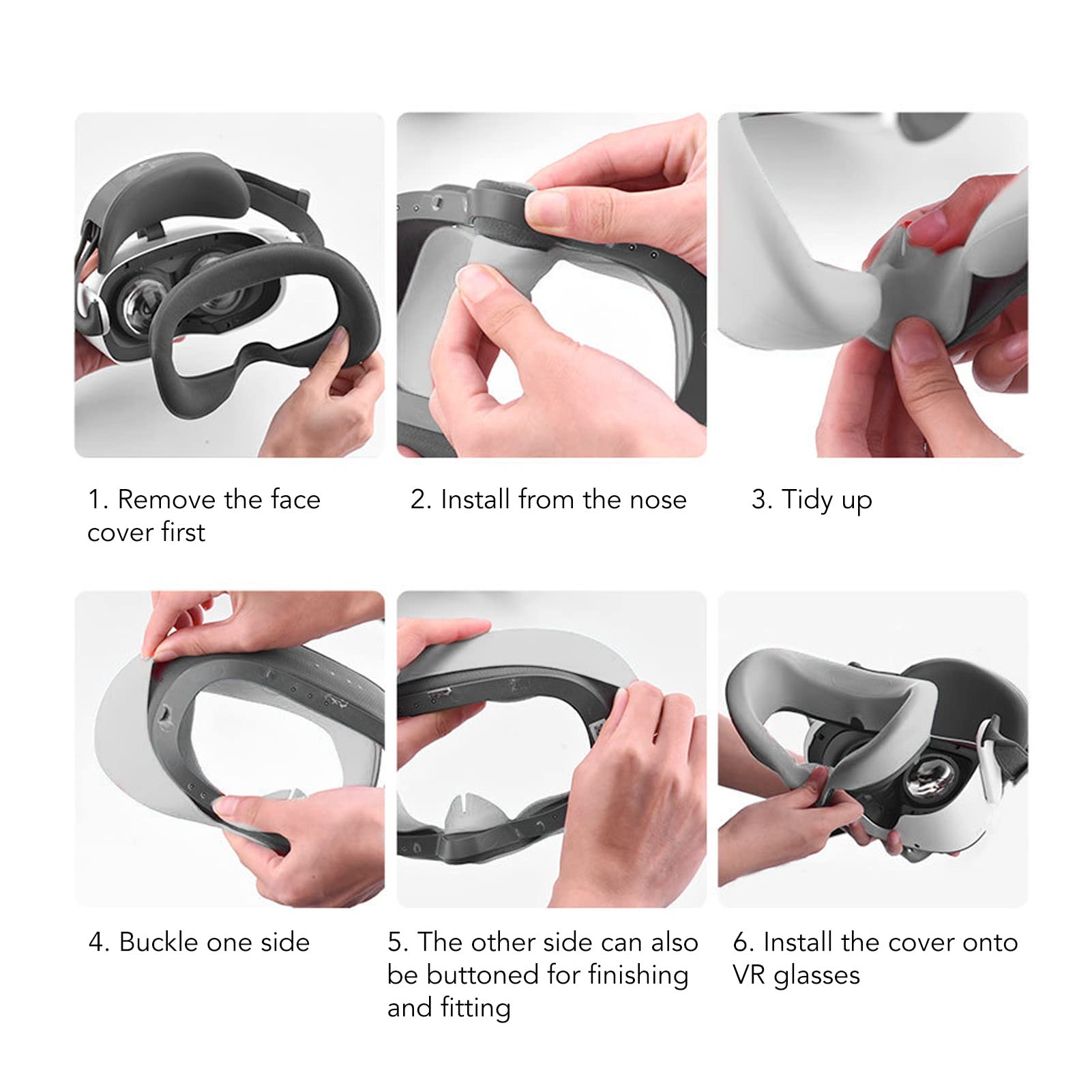 Silicone VR Face Cushion, Silicone VR Face Pad Comfortable Perfectly Fit Light Blocker Washable Sweat Proof for Gaming (White)
